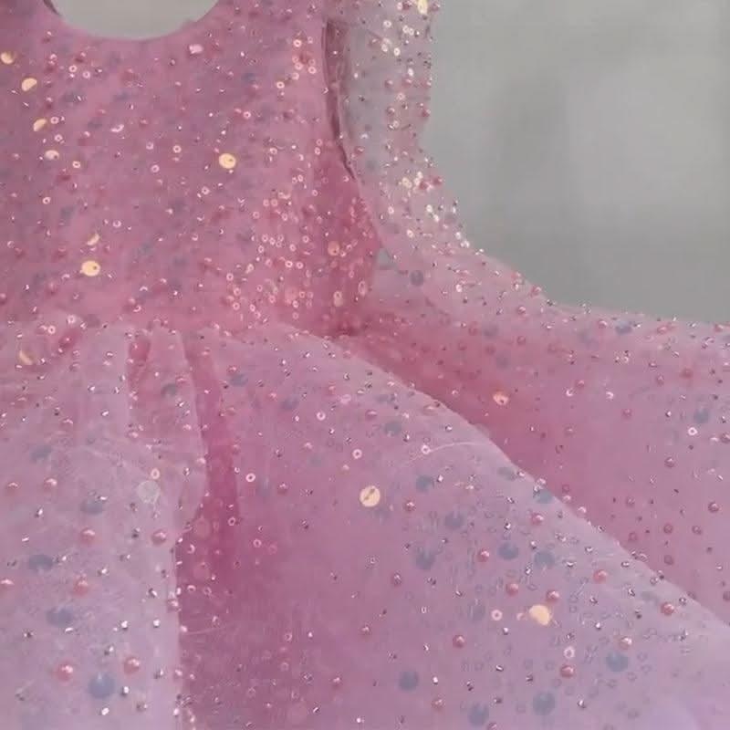 Glittering Pink Princess Dress Versatile Sequined Dress Exquisite Gown ...