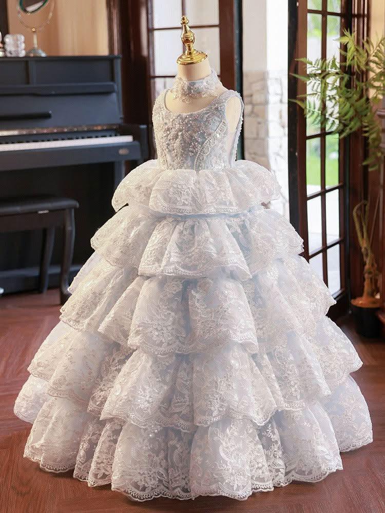 Fairy Tale Princess Lace Dress Multi-layered Luxurious Girls' Gown ...