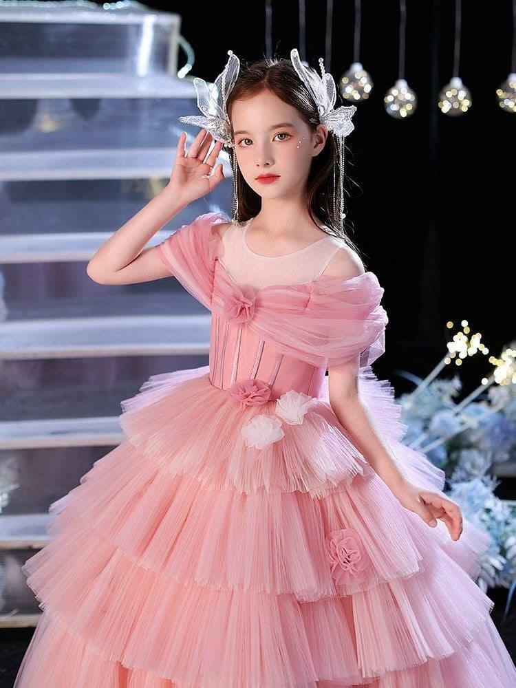 Fairy Princess Dress Layered Tulle Flower Dress Elegant and Noble Girl ...