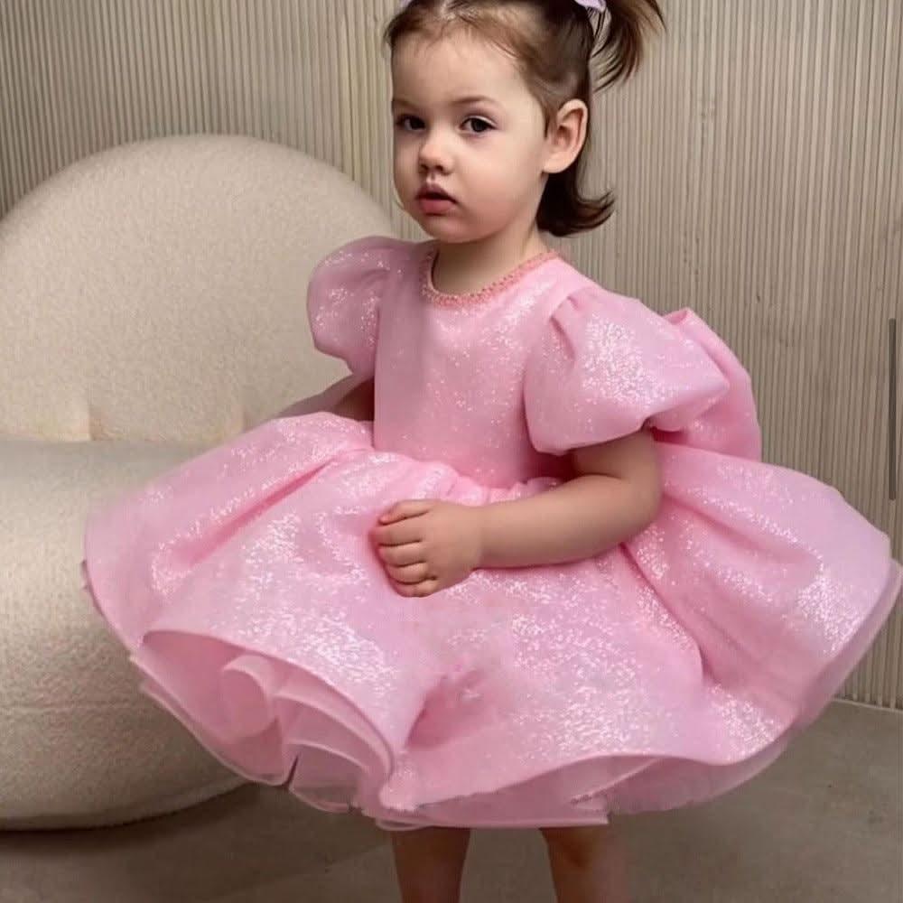 Big bow Flower Princess dress Girl fluffy gauze dress big child weddin ...