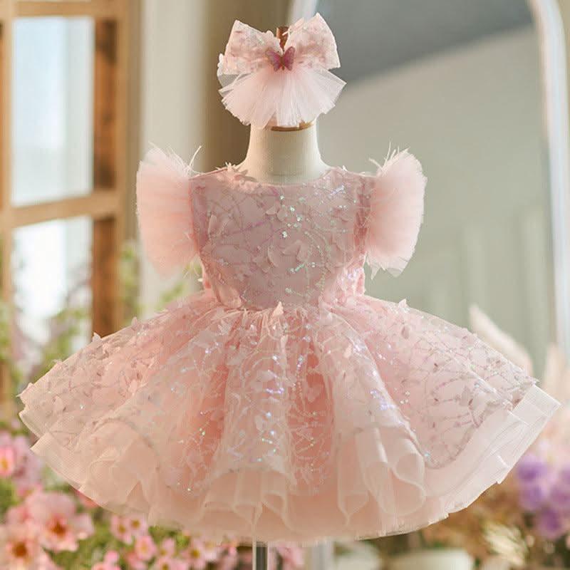 9M-12yrs Sleeveless butterfly Dreamy Princess Puff Dress Fairy Flower ...